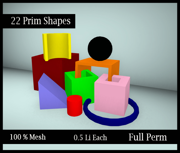 Second Life Marketplace - [BB] Mesh- Full Perm- 22 Prim Shapes